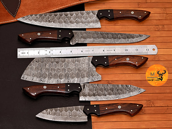 CUSTOM MADE CHEF KNIFE SET HAND FORGED DAMASCUS STEEL KITCHEN KNIVES S ...