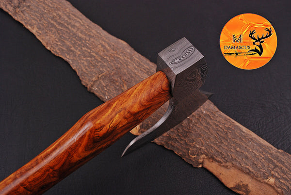 CUSTOM HANDMADE FORGED DAMASCUS STEEL AXE HATCHETS TOMAHAWK VIKING THR ...