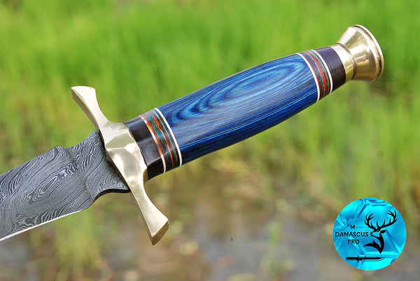 CUSTOM MADE HAND FORGED DAMASCUS STEEL VIKING SWORD DOUBLE EDGE DAGGER ...