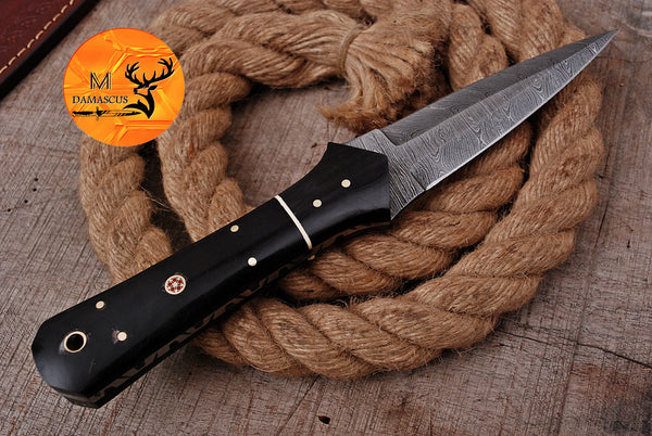 CUSTOM HANDMADE FORGED DAMASCUS STEEL BOOT KNIFE THROWING HUNTING KNIF ...