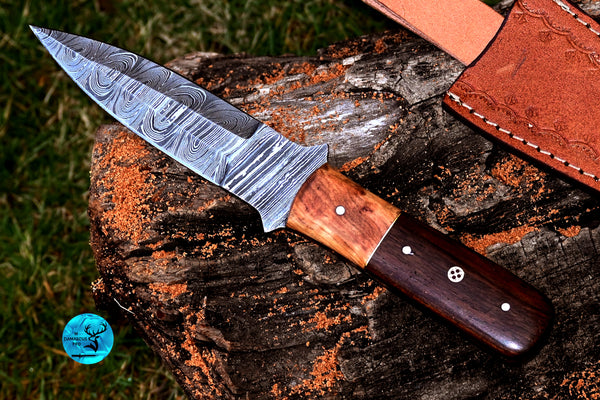 CUSTOM HANDMADE FORGED DAMASCUS STEEL BOOT KNIFE THROWING DAGGER HUNTI ...